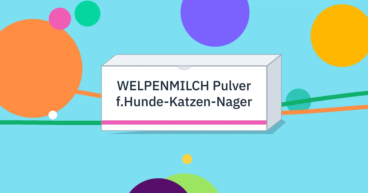 Symbolbild: Packung mit der Aufschrift WELPENMILCH Pulver f.Hunde-Katzen-Nager (PZN 10749207) – Verfügbarkeit und Bezug in Apotheken in Frankfurt am Main