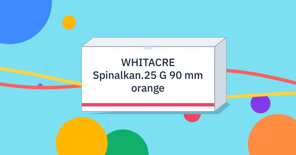 Symbolbild: Packung mit der Aufschrift WHITACRE Spinalkan.25 G 90 mm orange (PZN 00989910) – Verfügbarkeit und Bezug in Apotheken in Frankfurt am Main