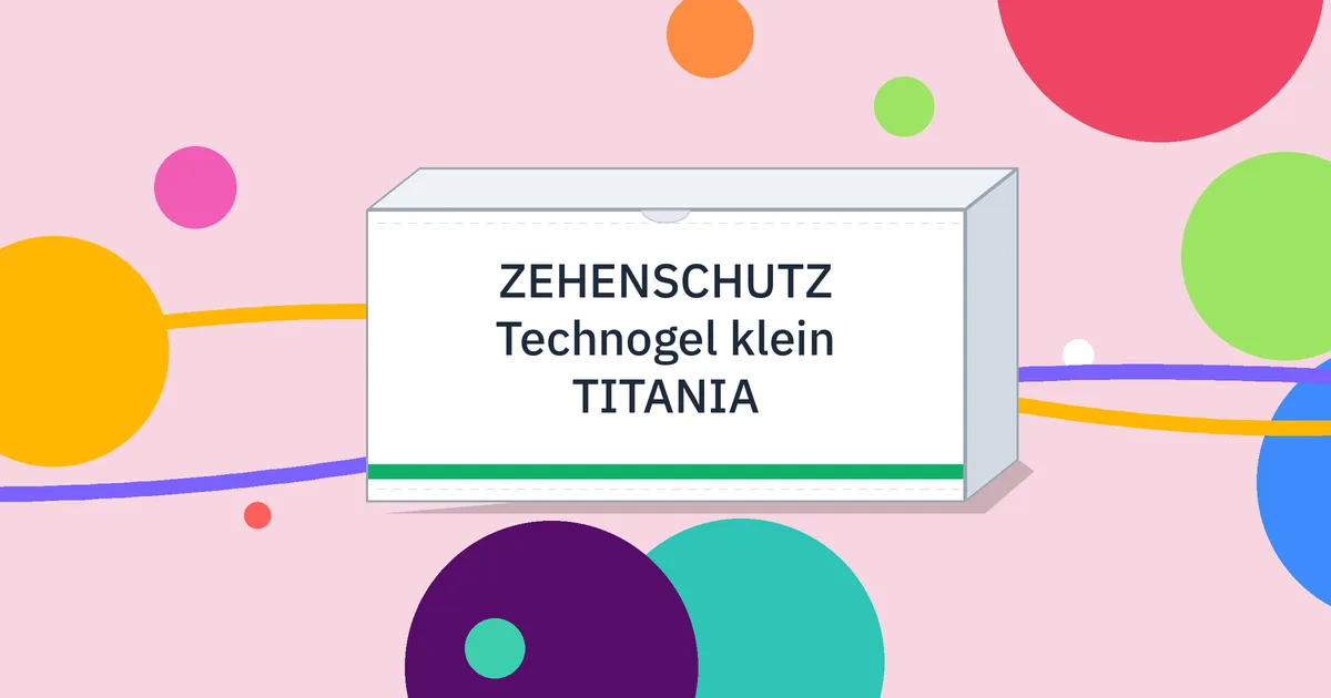 Symbolbild: Packung mit der Aufschrift ZEHENSCHUTZ Technogel klein TITANIA (PZN 05958529) – Verfügbarkeit und Bezug in Apotheken in Frankfurt am Main