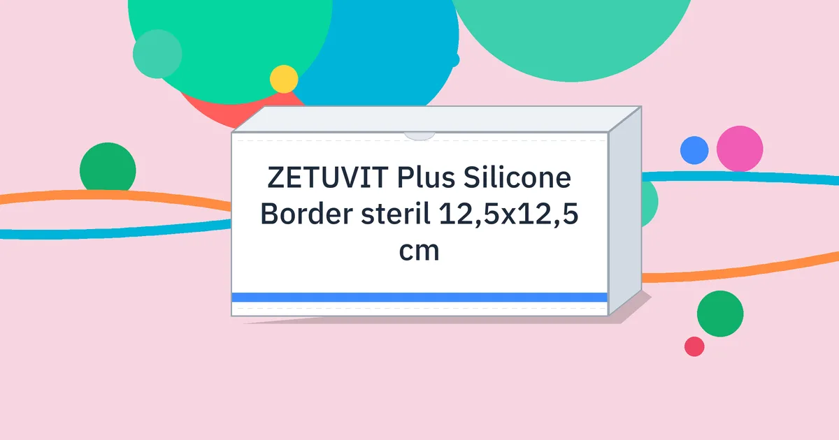 Symbolbild: Packung mit der Aufschrift ZETUVIT Plus Silicone Border steril 12,5x12,5 cm (PZN 20611734) – Verfügbarkeit und Bezug in Apotheken in Frankfurt am Main