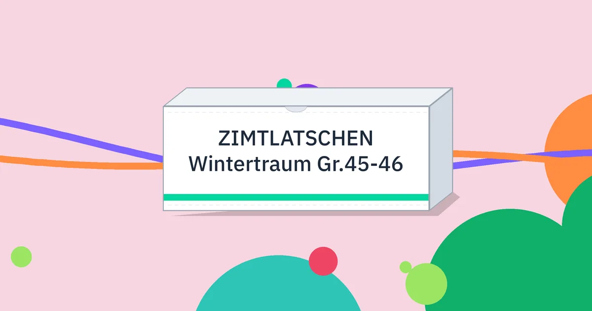 Symbolbild: Packung mit der Aufschrift ZIMTLATSCHEN Wintertraum Gr.45-46 (PZN 11731043) – Verfügbarkeit und Bezug in Apotheken in Frankfurt am Main