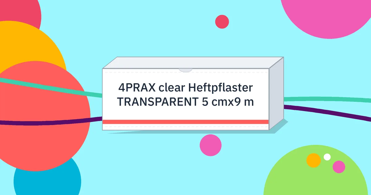 Symbolbild: Packung mit der Aufschrift 4PRAX clear Heftpflaster TRANSPARENT 5 cmx9 m (PZN 20231061) – Verfügbarkeit und Bezug in Apotheken in Frankfurt am Main