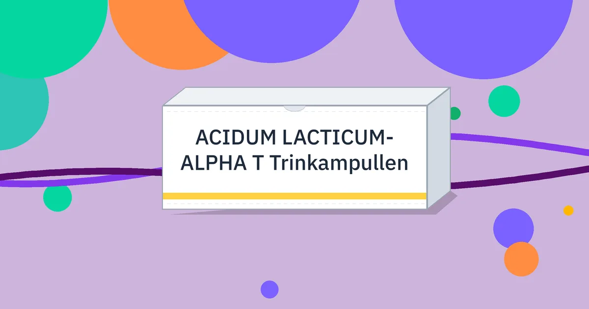 Symbolbild: Packung mit der Aufschrift ACIDUM LACTICUM-ALPHA T Trinkampullen (PZN 10223244) – Verfügbarkeit und Bezug in Apotheken in Frankfurt am Main