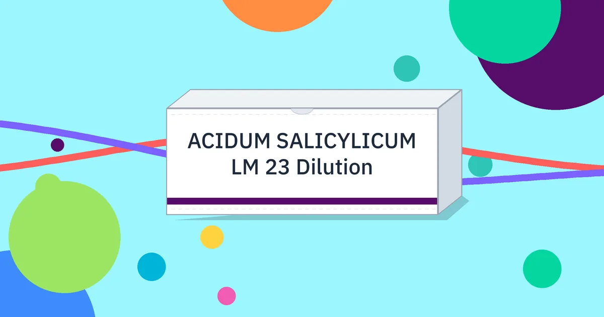 Symbolbild: Packung mit der Aufschrift ACIDUM SALICYLICUM LM 23 Dilution (PZN 13282230) – Verfügbarkeit und Bezug in Apotheken in Frankfurt am Main