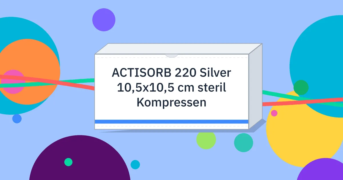 Symbolbild: Packung mit der Aufschrift ACTISORB 220 Silver 10,5x10,5 cm steril Kompressen (PZN 04408991) – Verfügbarkeit und Bezug in Apotheken in Frankfurt am Main