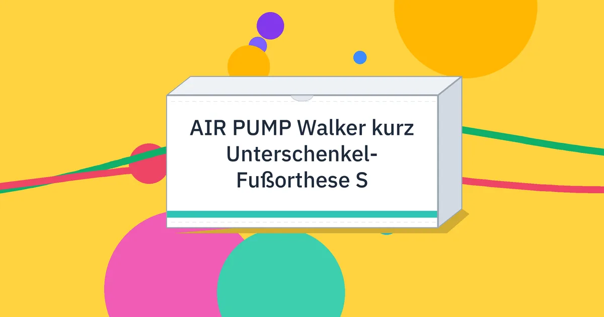 Symbolbild: Packung mit der Aufschrift AIR PUMP Walker kurz Unterschenkel-Fußorthese S (PZN 19108987) – Verfügbarkeit und Bezug in Apotheken in Frankfurt am Main