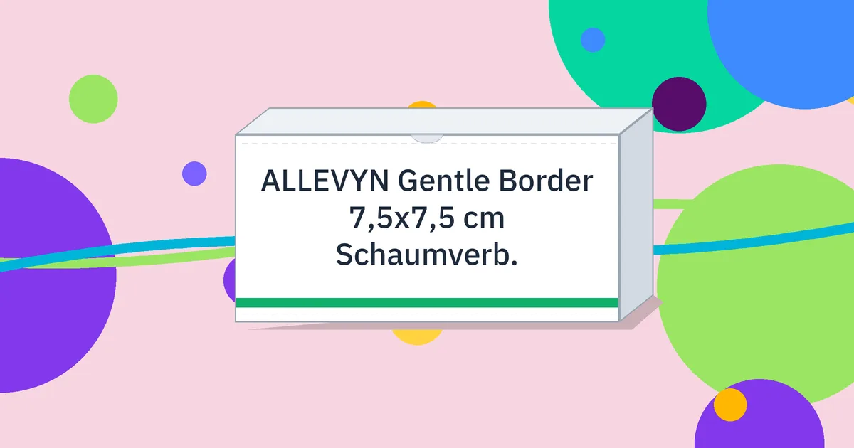 Symbolbild: Packung mit der Aufschrift ALLEVYN Gentle Border 7,5x7,5 cm Schaumverb. (PZN 17413841) – Verfügbarkeit und Bezug in Apotheken in Frankfurt am Main