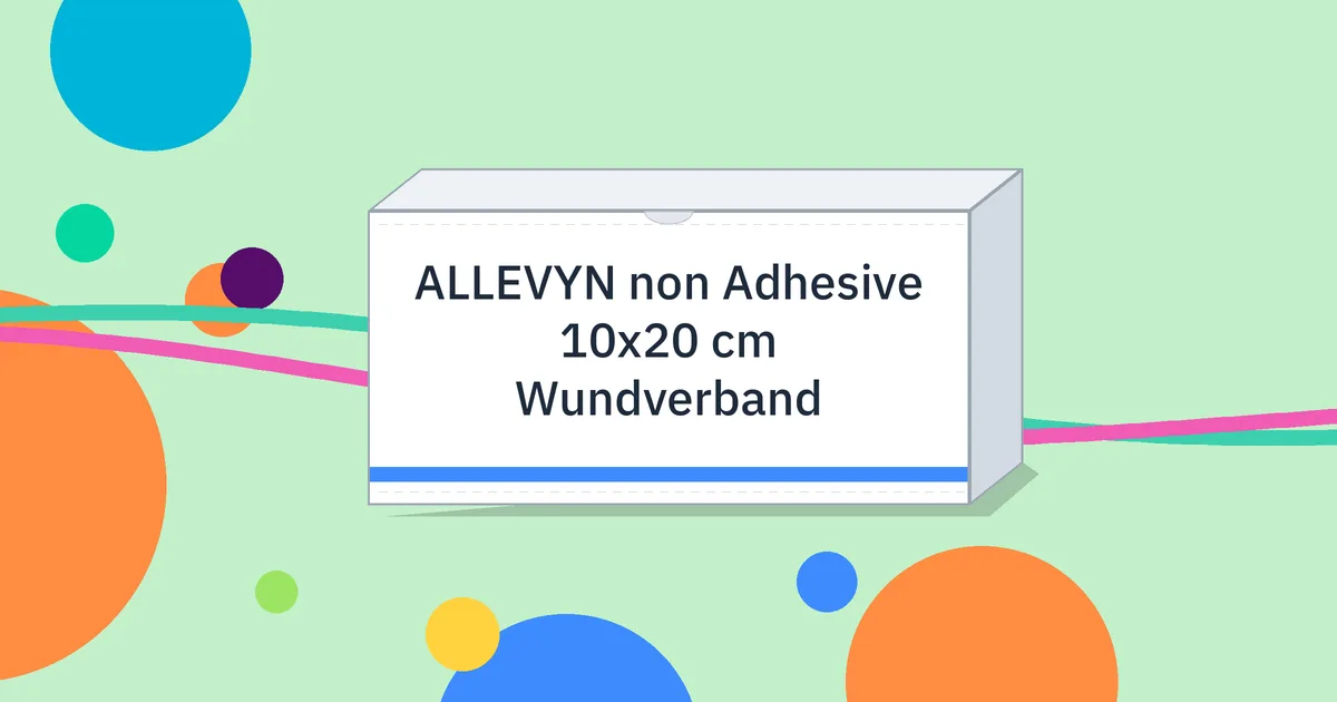 Symbolbild: Packung mit der Aufschrift ALLEVYN non Adhesive 10x20 cm Wundverband (PZN 14032305) – Verfügbarkeit und Bezug in Apotheken in Frankfurt am Main