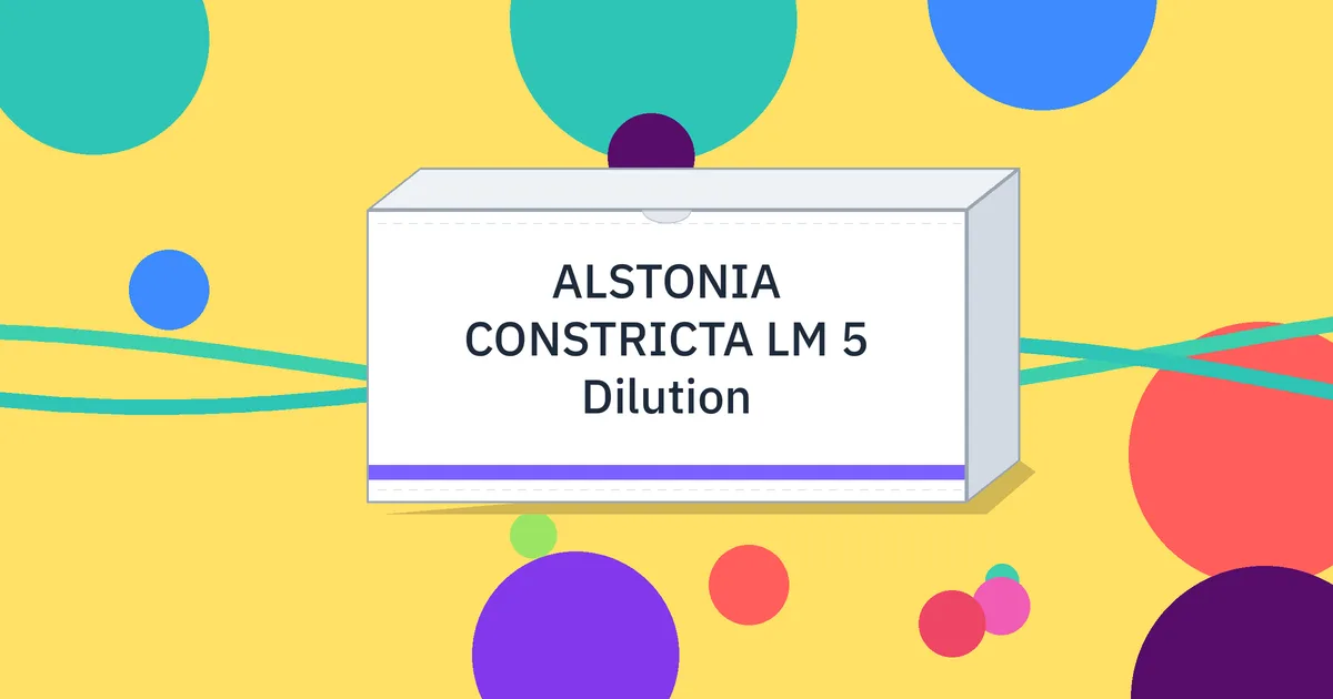 Symbolbild: Packung mit der Aufschrift ALSTONIA CONSTRICTA LM 5 Dilution (PZN 13314237) – Verfügbarkeit und Bezug in Apotheken in Frankfurt am Main