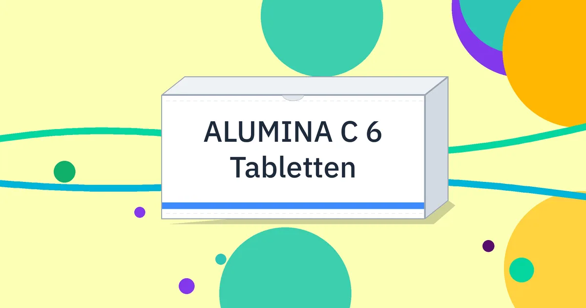 Symbolbild: Packung mit der Aufschrift ALUMINA C 6 Tabletten (PZN 07158402) – Verfügbarkeit und Bezug in Apotheken in Frankfurt am Main