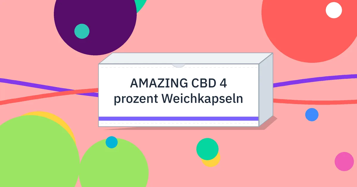 Symbolbild: Packung mit der Aufschrift AMAZING CBD 4 prozent Weichkapseln (PZN 20102412) – Verfügbarkeit und Bezug in Apotheken in Frankfurt am Main