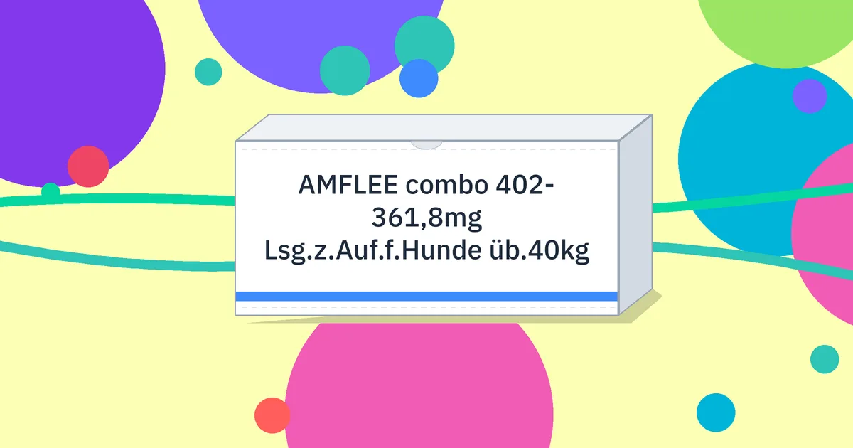 Symbolbild: Packung mit der Aufschrift AMFLEE combo 402-361,8mg Lsg.z.Auf.f.Hunde üb.40kg (PZN 13921724) – Verfügbarkeit und Bezug in Apotheken in Frankfurt am Main