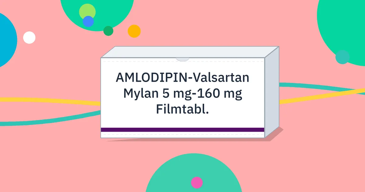Symbolbild: Packung mit der Aufschrift AMLODIPIN-Valsartan Mylan 5 mg-160 mg Filmtabl. (PZN 12390271) – Verfügbarkeit und Bezug in Apotheken in Frankfurt am Main