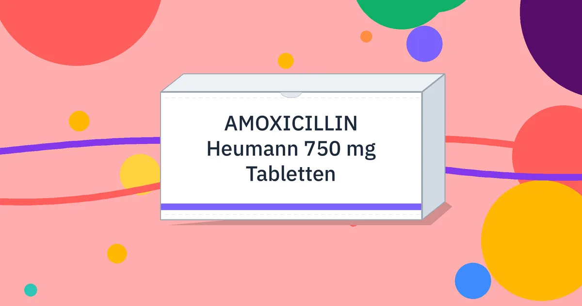 Symbolbild: Packung mit der Aufschrift AMOXICILLIN Heumann 750 mg Tabletten (PZN 17453467) – Verfügbarkeit und Bezug in Apotheken in Frankfurt am Main