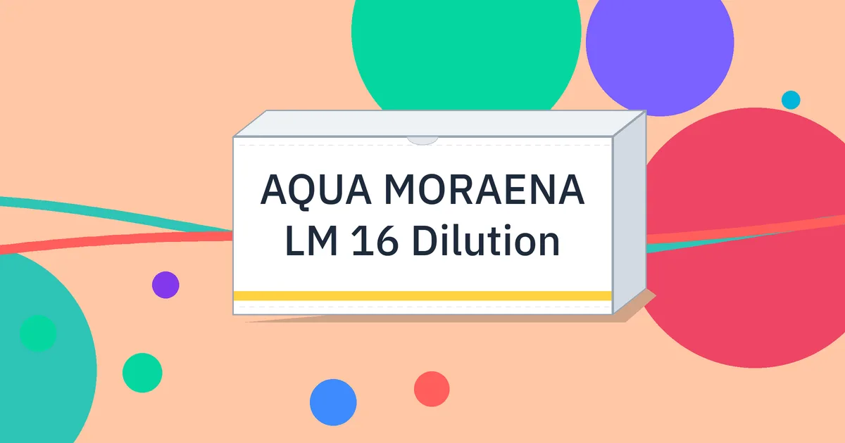 Symbolbild: Packung mit der Aufschrift AQUA MORAENA LM 16 Dilution (PZN 13755415) – Verfügbarkeit und Bezug in Apotheken in Frankfurt am Main