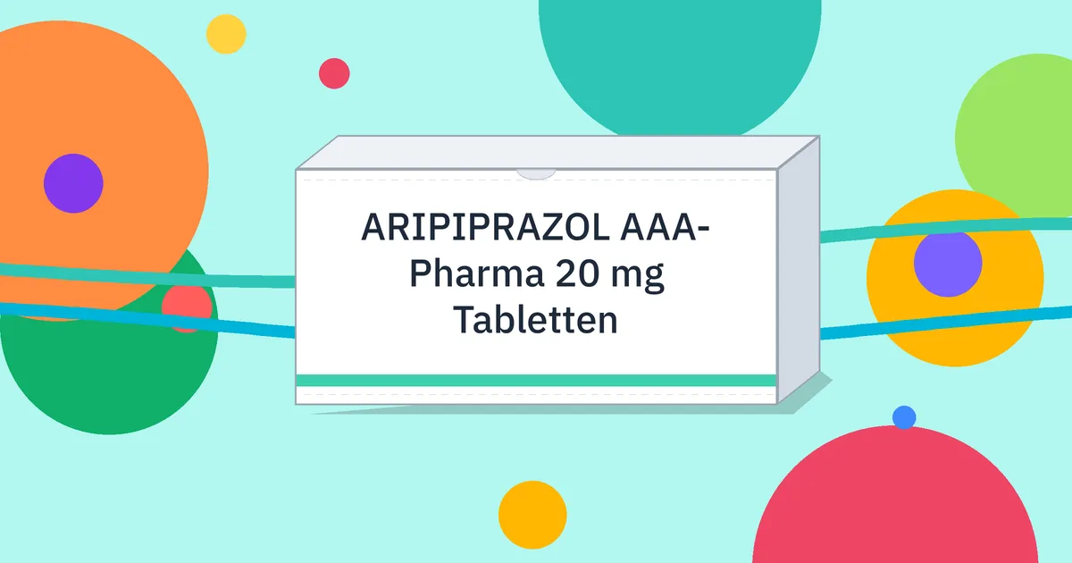 Symbolbild: Packung mit der Aufschrift ARIPIPRAZOL AAA-Pharma 20 mg Tabletten (PZN 18300228) – Verfügbarkeit und Bezug in Apotheken in Frankfurt am Main