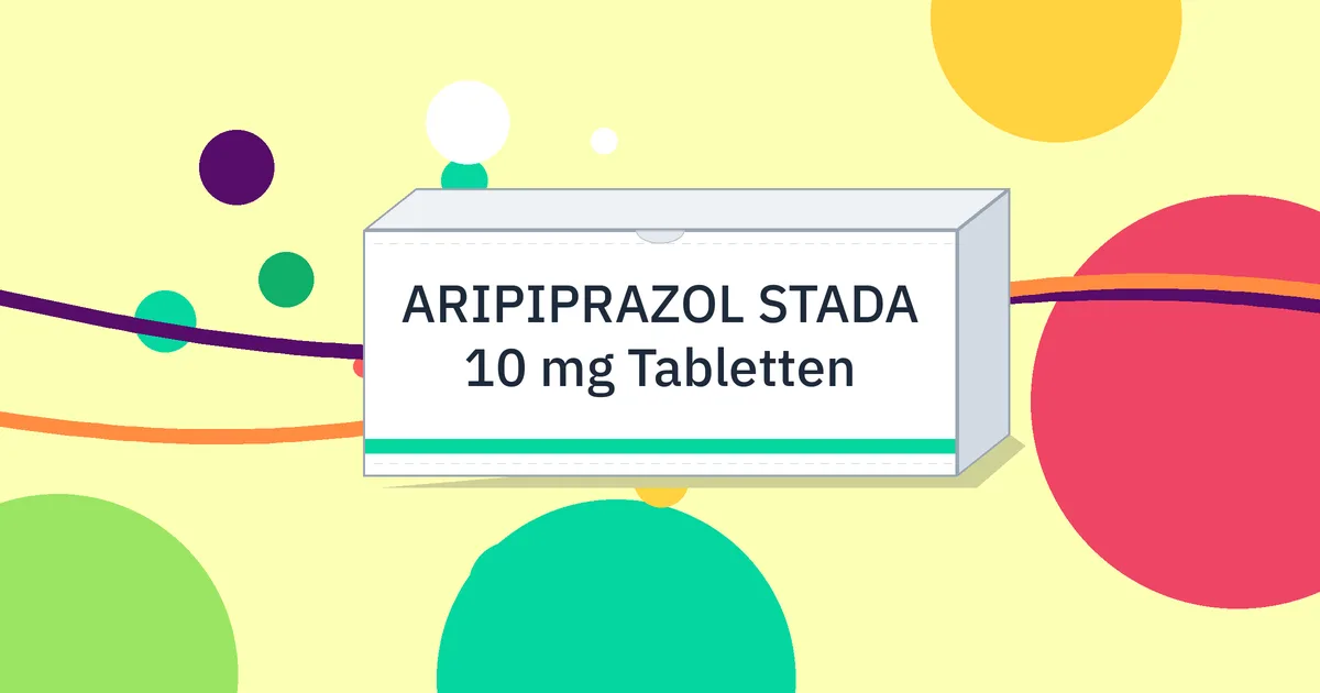 Symbolbild: Packung mit der Aufschrift ARIPIPRAZOL STADA 10 mg Tabletten (PZN 11651143) – Verfügbarkeit und Bezug in Apotheken in Frankfurt am Main
