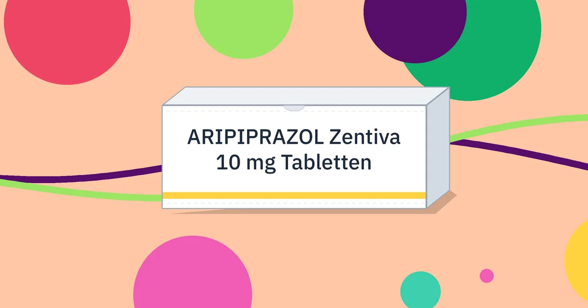 Symbolbild: Packung mit der Aufschrift ARIPIPRAZOL Zentiva 10 mg Tabletten (PZN 16743499) – Verfügbarkeit und Bezug in Apotheken in Frankfurt am Main