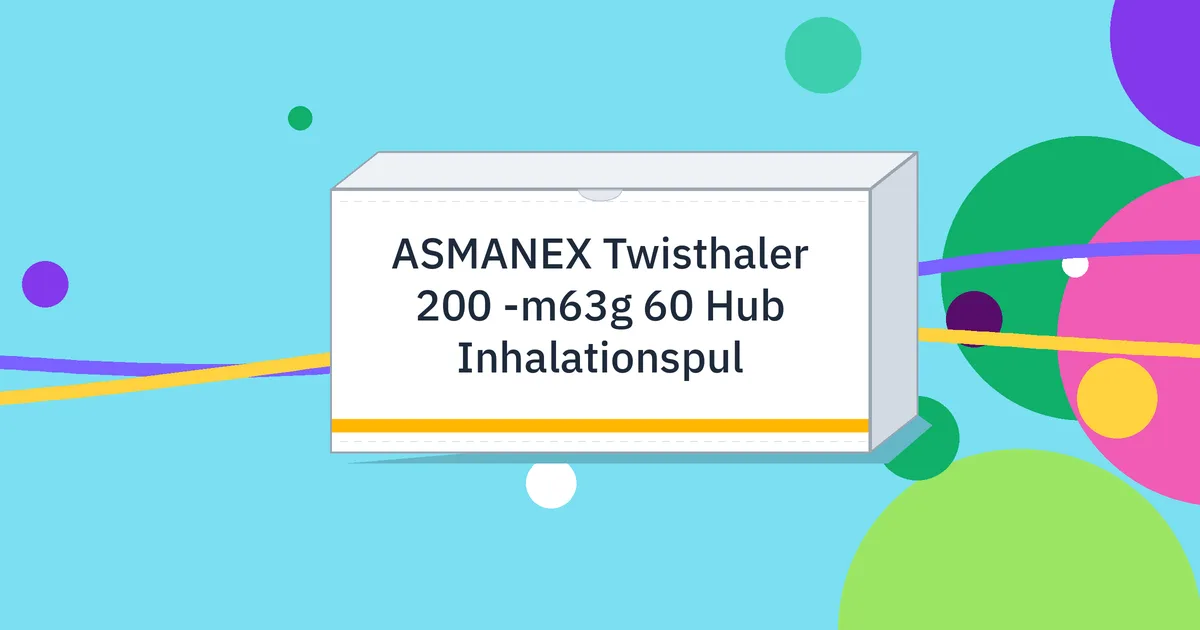 Symbolbild: Packung mit der Aufschrift ASMANEX Twisthaler 200 -m63g 60 Hub Inhalationspul (PZN 02735450) – Verfügbarkeit und Bezug in Apotheken in Frankfurt am Main