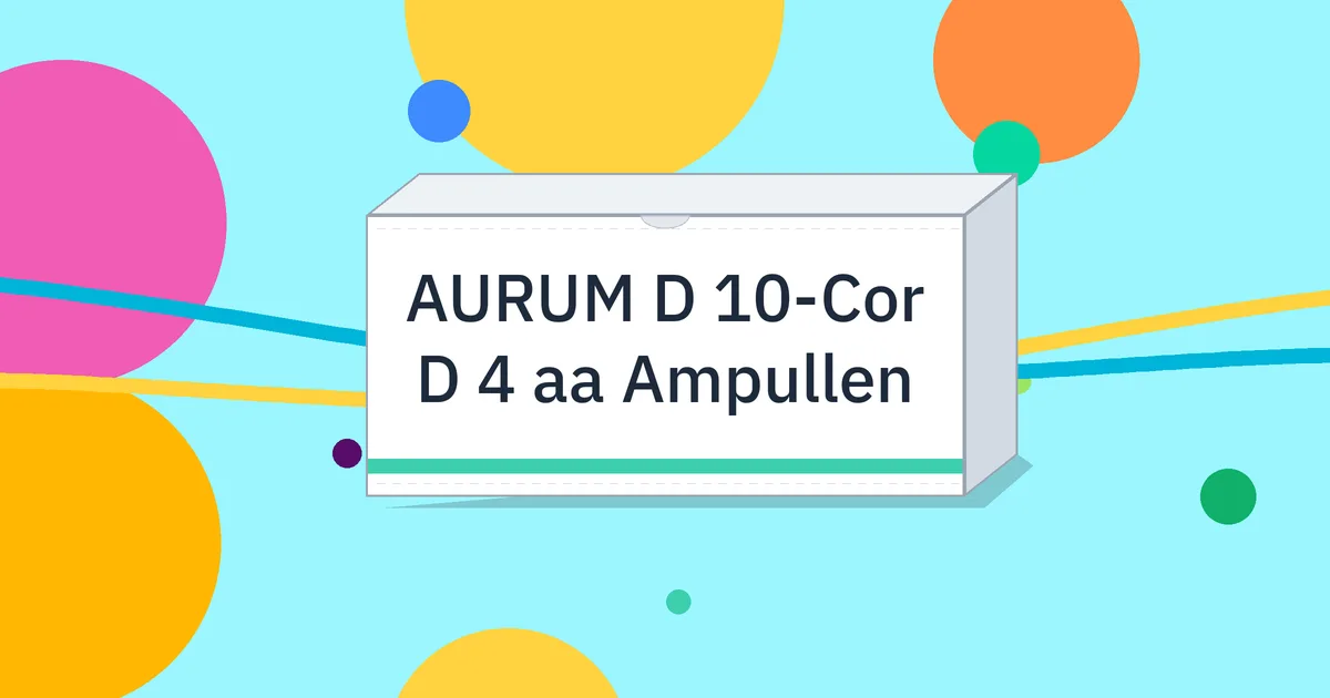 Symbolbild: Packung mit der Aufschrift AURUM D 10-Cor D 4 aa Ampullen (PZN 01619115) – Verfügbarkeit und Bezug in Apotheken in Frankfurt am Main