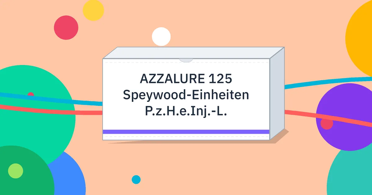 Symbolbild: Packung mit der Aufschrift AZZALURE 125 Speywood-Einheiten P.z.H.e.Inj.-L. (PZN 20320333) – Verfügbarkeit und Bezug in Apotheken in Frankfurt am Main