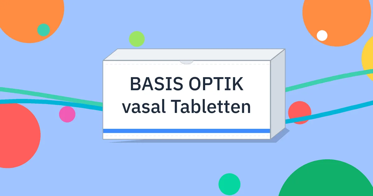 Symbolbild: Packung mit der Aufschrift BASIS OPTIK vasal Tabletten (PZN 11139830) – Verfügbarkeit und Bezug in Apotheken in Frankfurt am Main