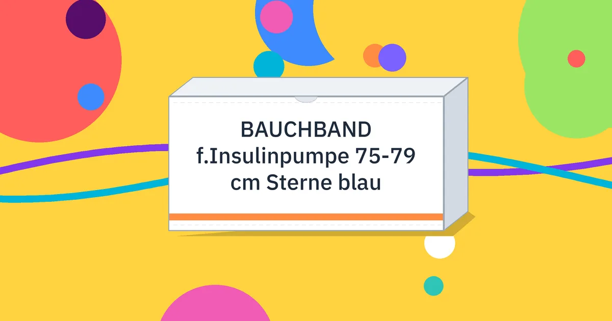 Symbolbild: Packung mit der Aufschrift BAUCHBAND f.Insulinpumpe 75-79 cm Sterne blau (PZN 16510192) – Verfügbarkeit und Bezug in Apotheken in Frankfurt am Main