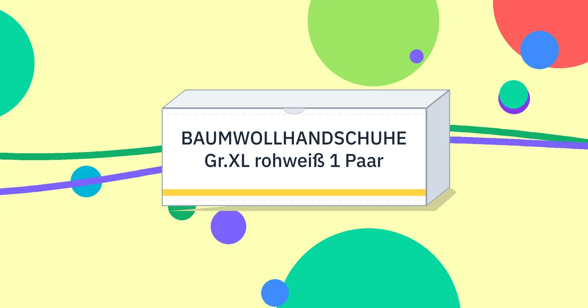 Symbolbild: Packung mit der Aufschrift BAUMWOLLHANDSCHUHE Gr.XL rohweiß 1 Paar (PZN 16718998) – Verfügbarkeit und Bezug in Apotheken in Frankfurt am Main