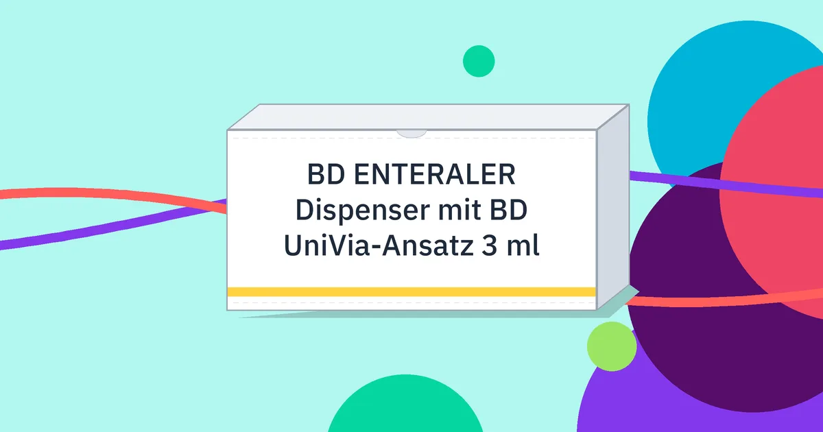 Symbolbild: Packung mit der Aufschrift BD ENTERALER Dispenser mit BD UniVia-Ansatz 3 ml (PZN 08446669) – Verfügbarkeit und Bezug in Apotheken in Frankfurt am Main