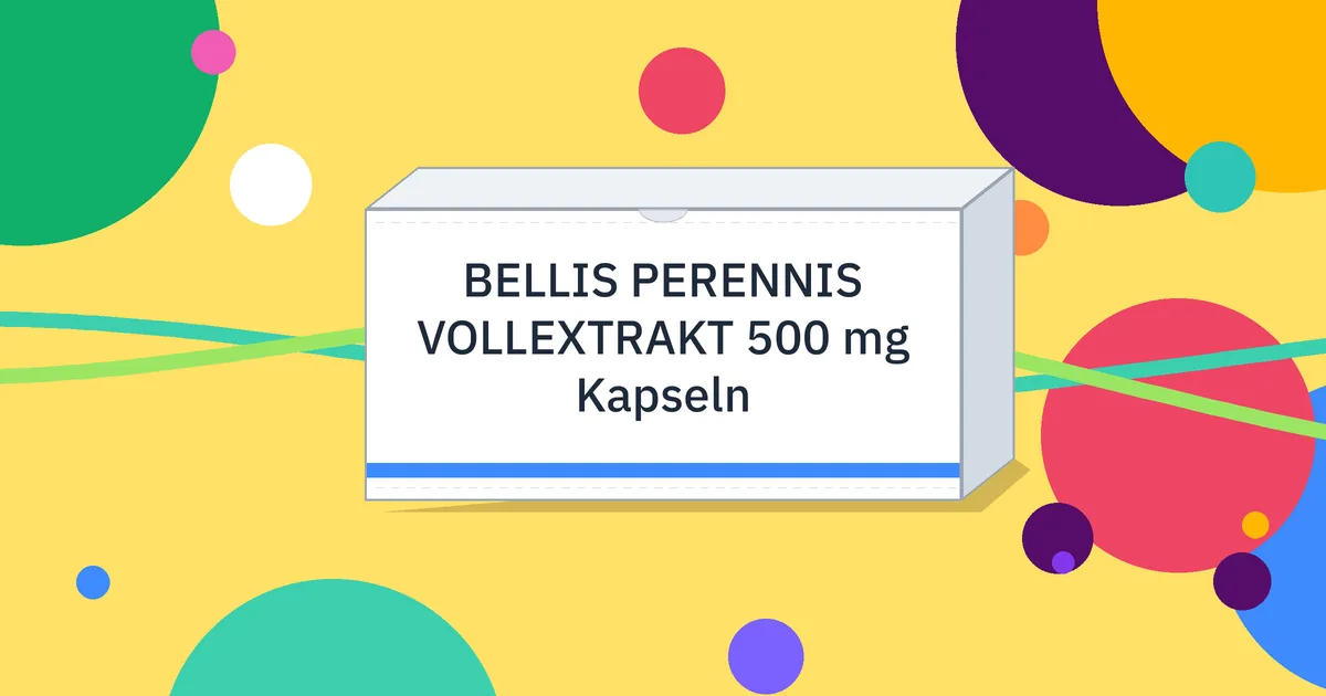 Symbolbild: Packung mit der Aufschrift BELLIS PERENNIS VOLLEXTRAKT 500 mg Kapseln (PZN 15881064) – Verfügbarkeit und Bezug in Apotheken in Frankfurt am Main