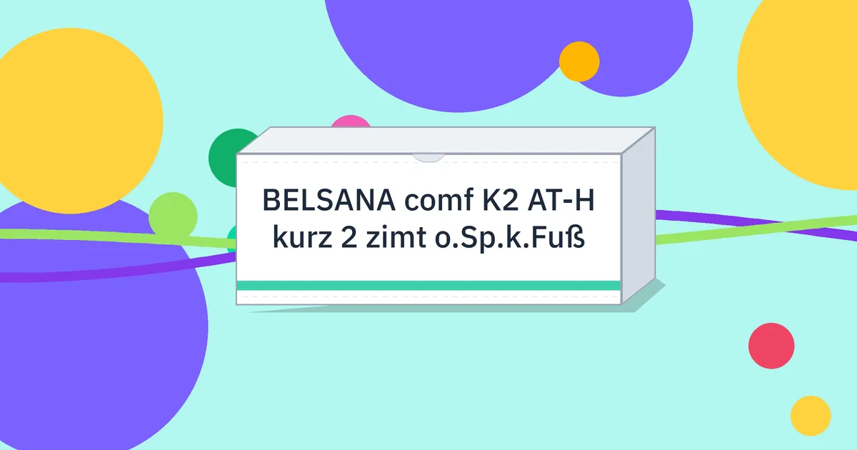 Symbolbild: Packung mit der Aufschrift BELSANA comf K2 AT-H kurz 2 zimt o.Sp.k.Fuß (PZN 12328941) – Verfügbarkeit und Bezug in Apotheken in Frankfurt am Main
