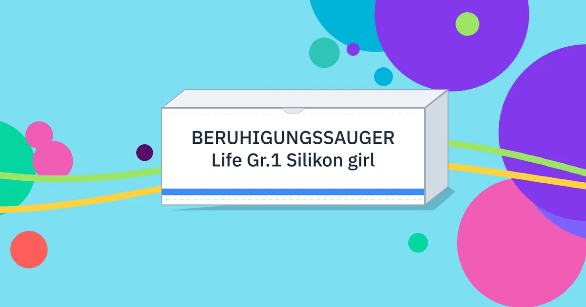 Symbolbild: Packung mit der Aufschrift BERUHIGUNGSSAUGER Life Gr.1 Silikon girl (PZN 11193350) – Verfügbarkeit und Bezug in Apotheken in Frankfurt am Main
