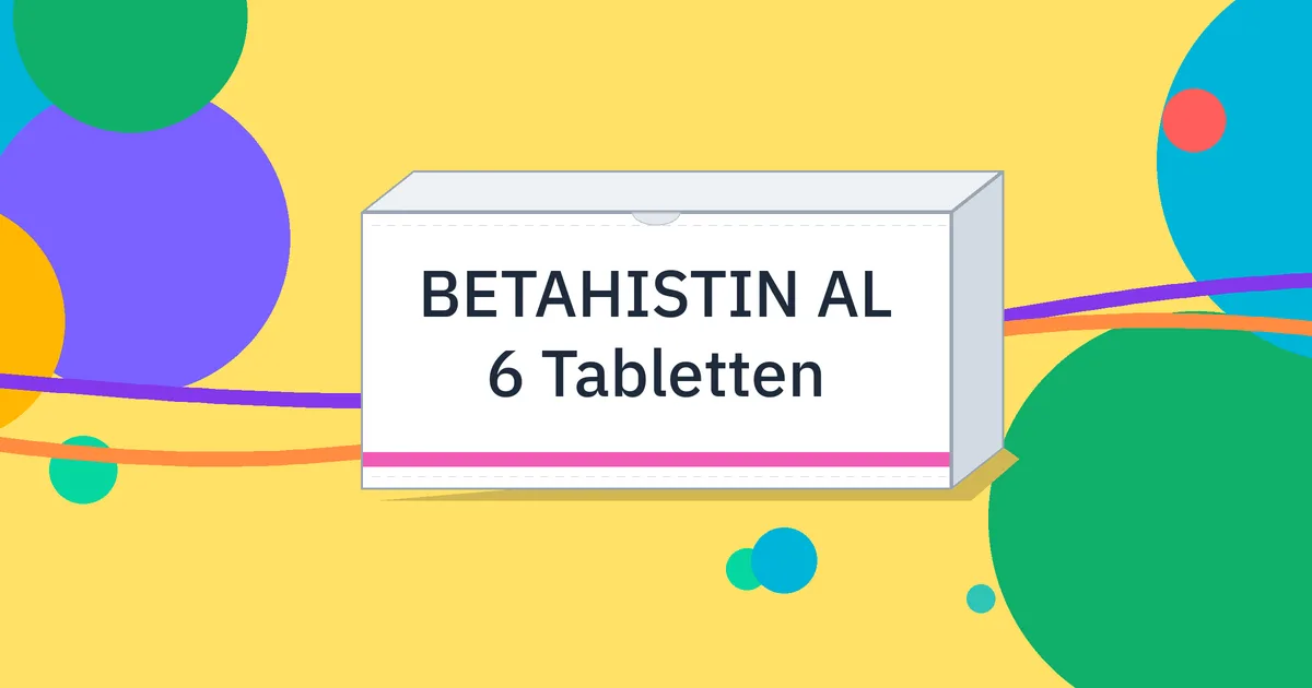 Symbolbild: Packung mit der Aufschrift BETAHISTIN AL 6 Tabletten (PZN 01309159) – Verfügbarkeit und Bezug in Apotheken in Frankfurt am Main