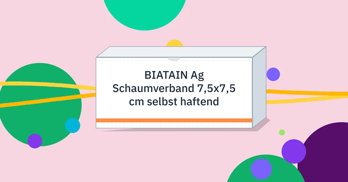 Symbolbild: Packung mit der Aufschrift BIATAIN Ag Schaumverband 7,5x7,5 cm selbst haftend (PZN 14278561) – Verfügbarkeit und Bezug in Apotheken in Frankfurt am Main