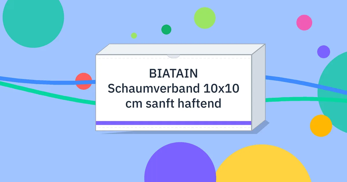 Symbolbild: Packung mit der Aufschrift BIATAIN Schaumverband 10x10 cm sanft haftend (PZN 14296317) – Verfügbarkeit und Bezug in Apotheken in Frankfurt am Main