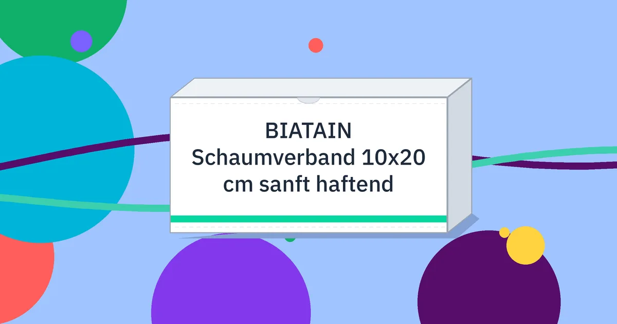 Symbolbild: Packung mit der Aufschrift BIATAIN Schaumverband 10x20 cm sanft haftend (PZN 14029616) – Verfügbarkeit und Bezug in Apotheken in Frankfurt am Main