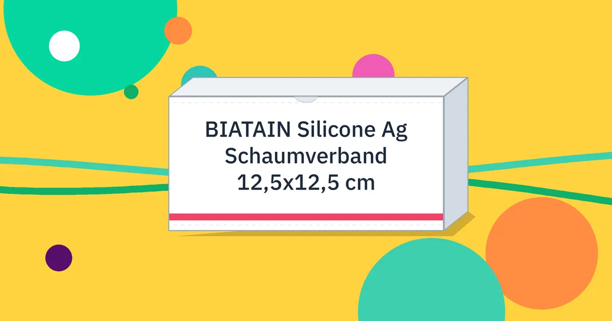 Symbolbild: Packung mit der Aufschrift BIATAIN Silicone Ag Schaumverband 12,5x12,5 cm (PZN 19207695) – Verfügbarkeit und Bezug in Apotheken in Frankfurt am Main