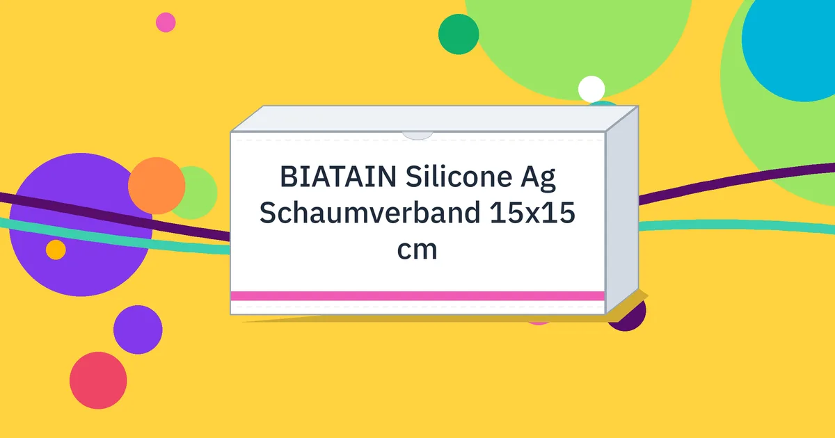 Symbolbild: Packung mit der Aufschrift BIATAIN Silicone Ag Schaumverband 15x15 cm (PZN 11033497) – Verfügbarkeit und Bezug in Apotheken in Frankfurt am Main