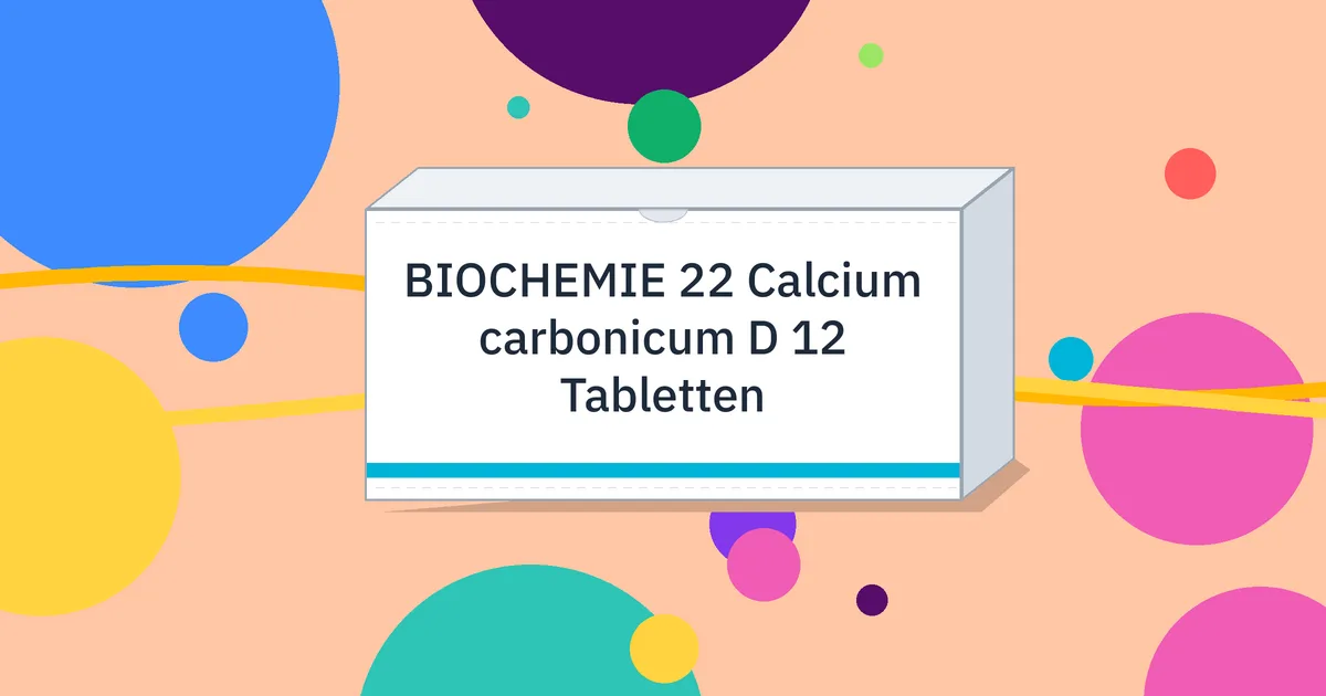 Symbolbild: Packung mit der Aufschrift BIOCHEMIE 22 Calcium carbonicum D 12 Tabletten (PZN 04325259) – Verfügbarkeit und Bezug in Apotheken in Frankfurt am Main