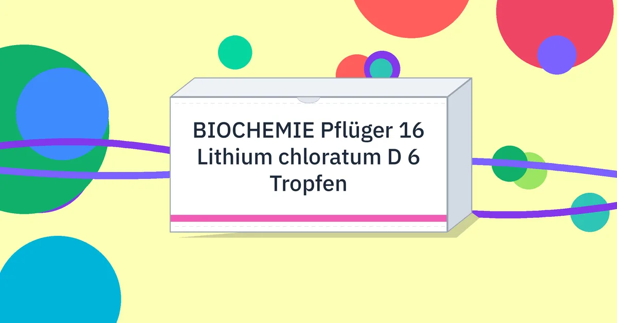 Symbolbild: Packung mit der Aufschrift BIOCHEMIE Pflüger 16 Lithium chloratum D 6 Tropfen (PZN 09298538) – Verfügbarkeit und Bezug in Apotheken in Frankfurt am Main