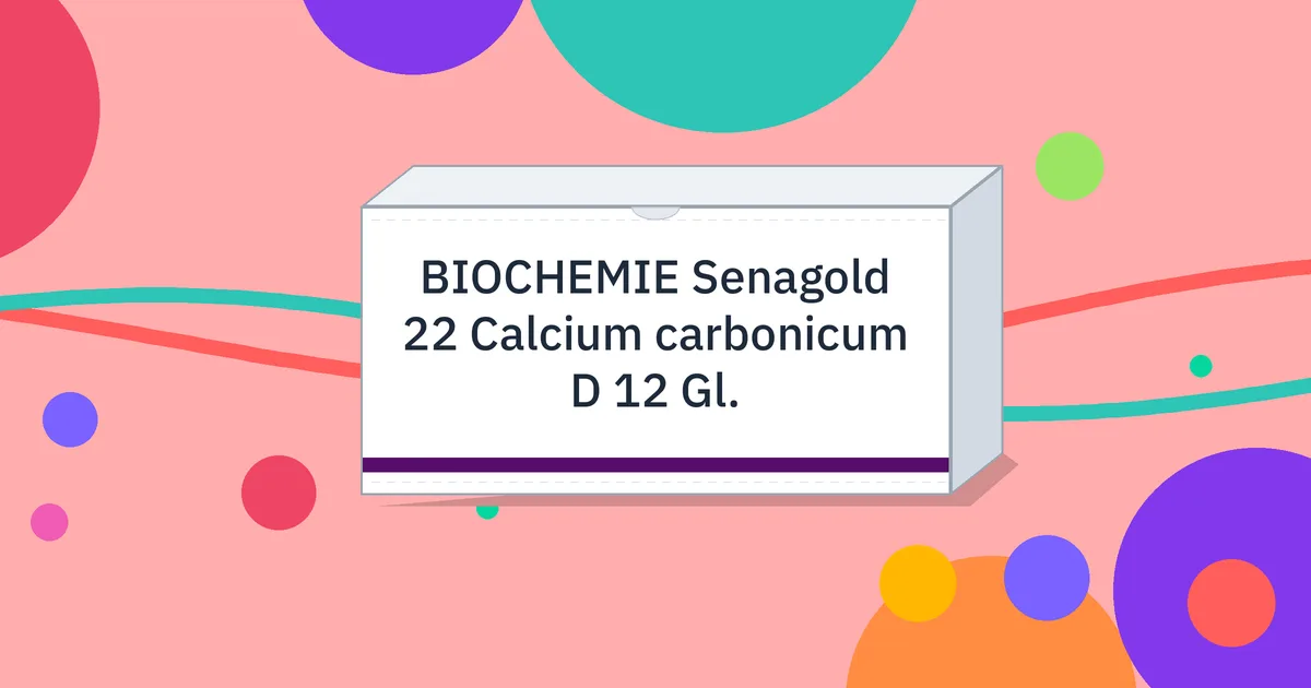 Symbolbild: Packung mit der Aufschrift BIOCHEMIE Senagold 22 Calcium carbonicum D 12 Gl. (PZN 09214783) – Verfügbarkeit und Bezug in Apotheken in Frankfurt am Main