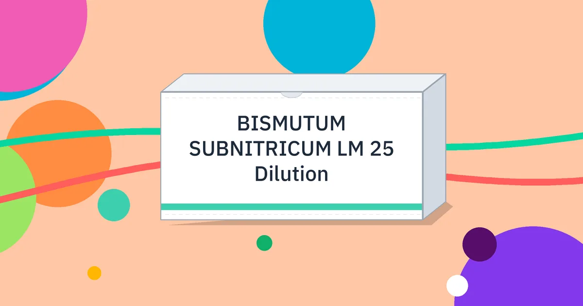 Symbolbild: Packung mit der Aufschrift BISMUTUM SUBNITRICUM LM 25 Dilution (PZN 13388939) – Verfügbarkeit und Bezug in Apotheken in Frankfurt am Main