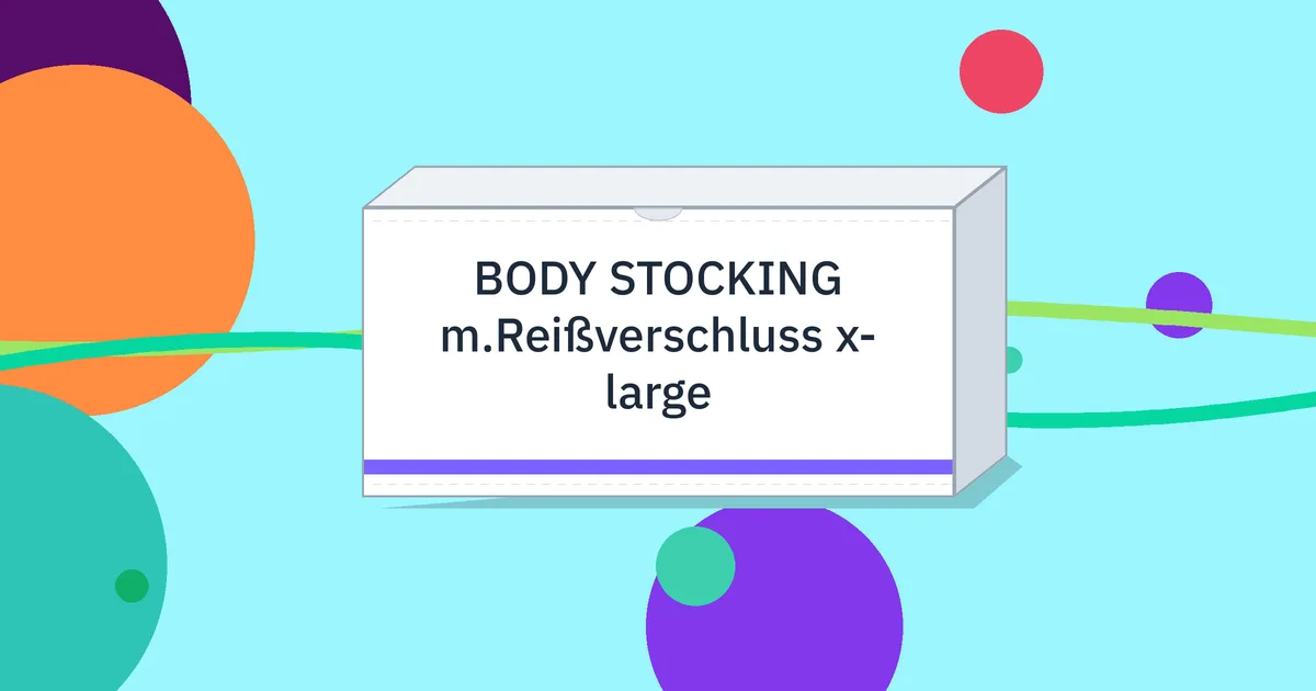 Symbolbild: Packung mit der Aufschrift BODY STOCKING m.Reißverschluss x-large (PZN 01232698) – Verfügbarkeit und Bezug in Apotheken in Frankfurt am Main
