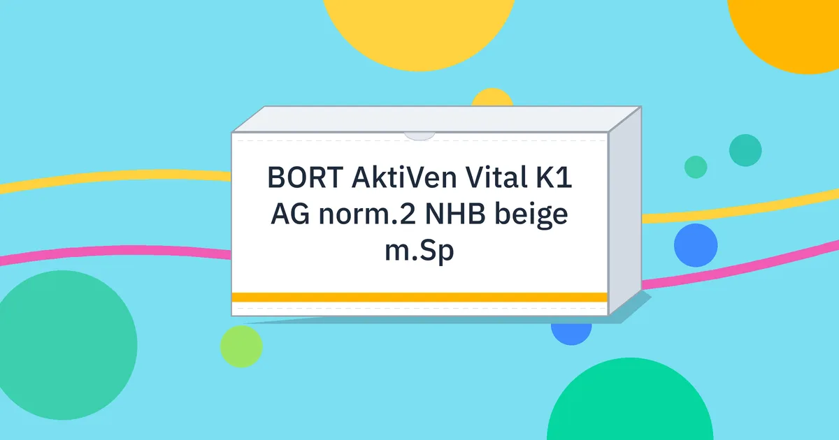 Symbolbild: Packung mit der Aufschrift BORT AktiVen Vital K1 AG norm.2 NHB beige m.Sp (PZN 13731053) – Verfügbarkeit und Bezug in Apotheken in Frankfurt am Main