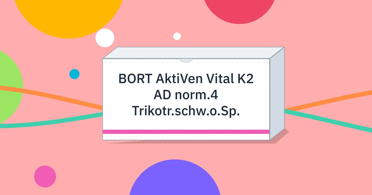 Symbolbild: Packung mit der Aufschrift BORT AktiVen Vital K2 AD norm.4 Trikotr.schw.o.Sp. (PZN 12549599) – Verfügbarkeit und Bezug in Apotheken in Frankfurt am Main