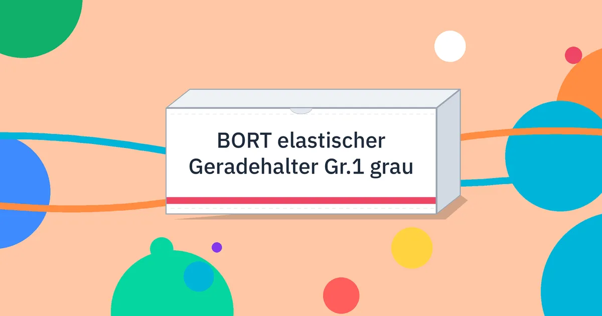 Symbolbild: Packung mit der Aufschrift BORT elastischer Geradehalter Gr.1 grau (PZN 16878561) – Verfügbarkeit und Bezug in Apotheken in Frankfurt am Main