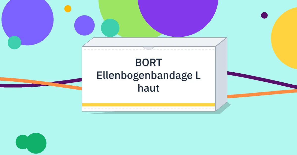 Symbolbild: Packung mit der Aufschrift BORT Ellenbogenbandage L haut (PZN 02688242) – Verfügbarkeit und Bezug in Apotheken in Frankfurt am Main