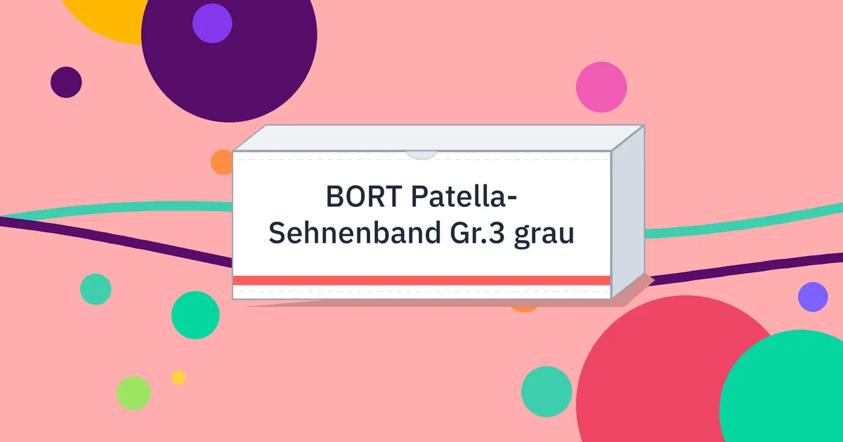 Symbolbild: Packung mit der Aufschrift BORT Patella-Sehnenband Gr.3 grau (PZN 16847388) – Verfügbarkeit und Bezug in Apotheken in Frankfurt am Main