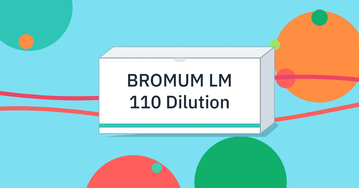 Symbolbild: Packung mit der Aufschrift BROMUM LM 110 Dilution (PZN 12796843) – Verfügbarkeit und Bezug in Apotheken in Frankfurt am Main