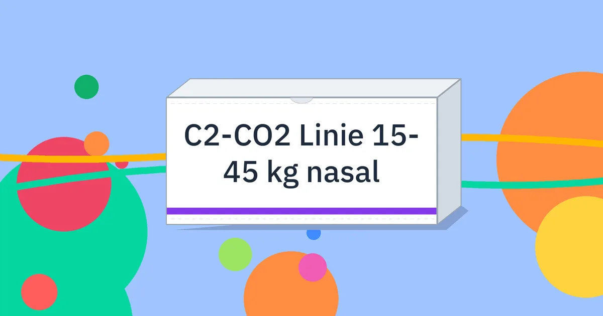 Symbolbild: Packung mit der Aufschrift C2-CO2 Linie 15-45 kg nasal (PZN 07526768) – Verfügbarkeit und Bezug in Apotheken in Frankfurt am Main